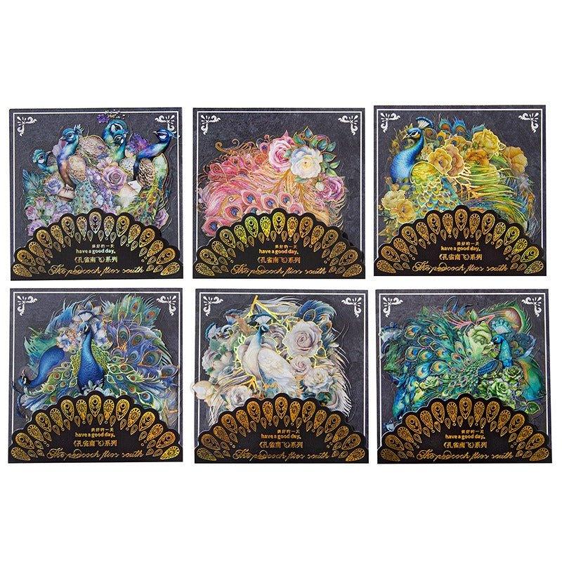 1130 Laser Gold Stickers Peacock Flying South Series – Memo Journals