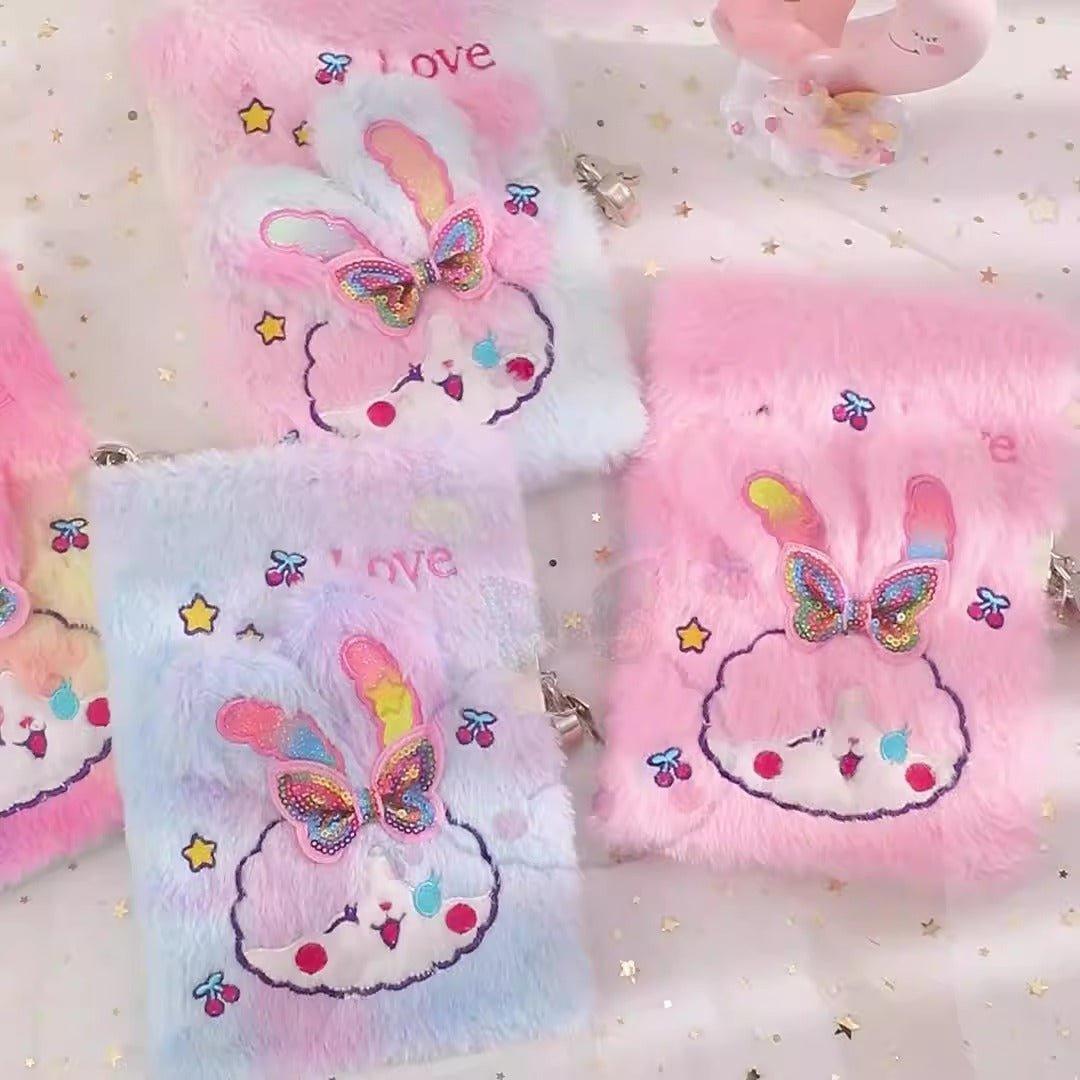 4023 A5 Fluffy Cartoon Bunny with Lock Gift Organizer – Memo Journals