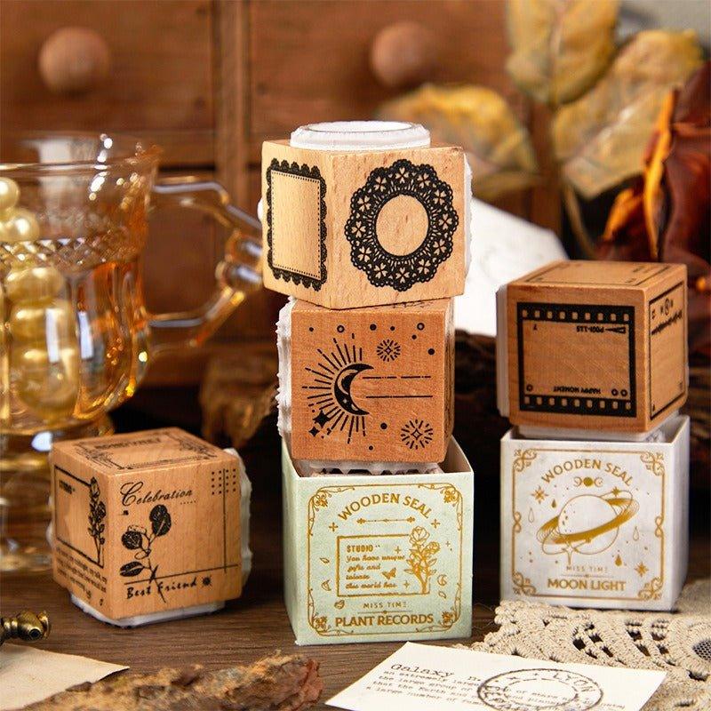 7005 3-in-1 Wooden Stamp Long Moon and Stars Series – Memo Journals